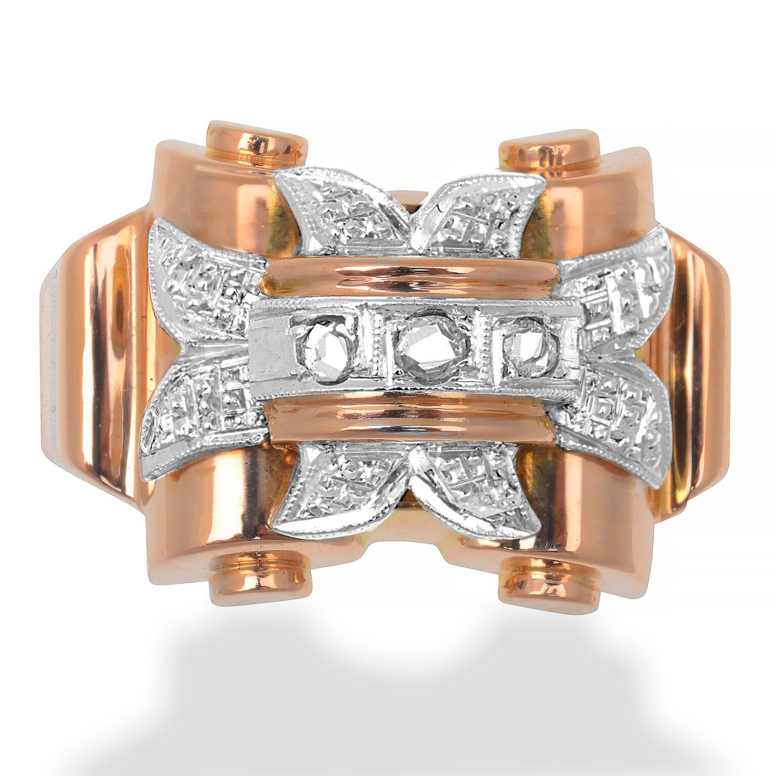 Retro 1940s Rose Gold Diamond ring - Helen Badge Jewellery