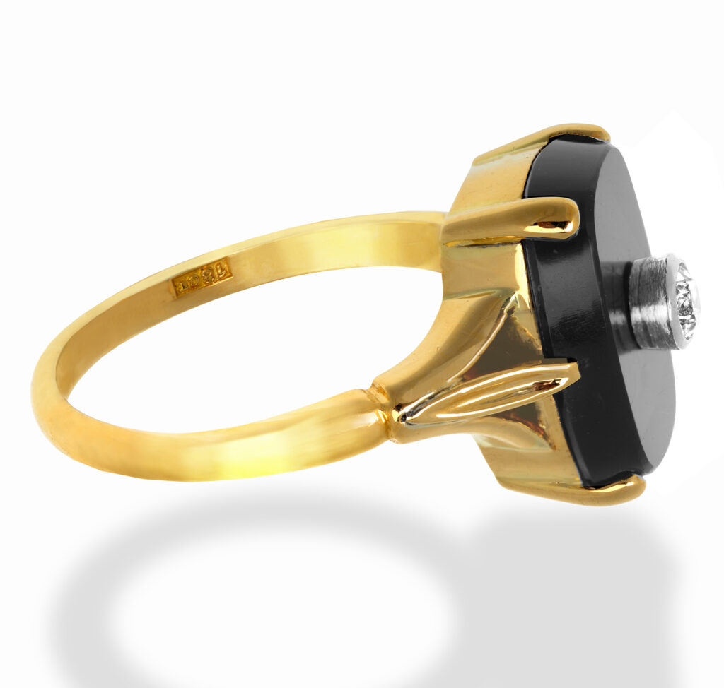 Original Art Deco Onyx and Diamond ring - Helen Badge Jewellery